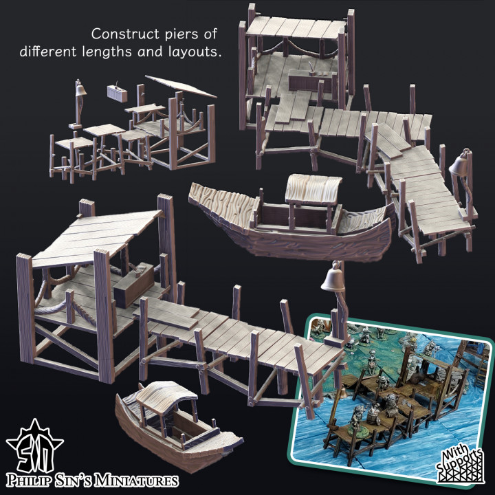 3D Printable Elevated Buildings of Merrowcove by Philip Sin's Miniatures