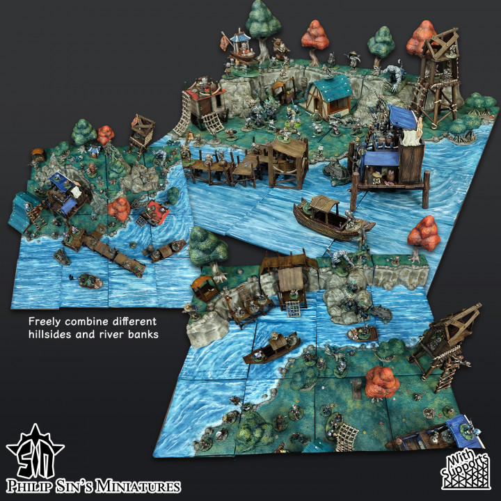 3D Printable Rivers and Hills for Wargaming by Sin's Miniatures