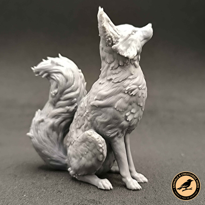 3D Printable Sitting fox by Animals & Creatures Minis