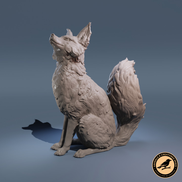 3D Printable Sitting fox by Animals & Creatures Minis