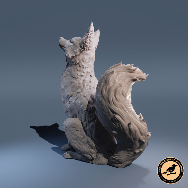 3D Printable Sitting fox by Animals & Creatures Minis