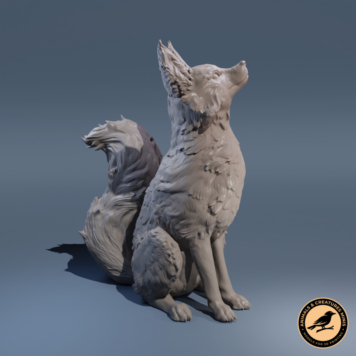 3D Printable Sitting fox by Animals & Creatures Minis