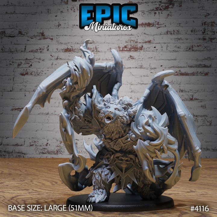 3D Printable Winged Bear Druid Magic / Werebear / Armored Grizzly Beast ...