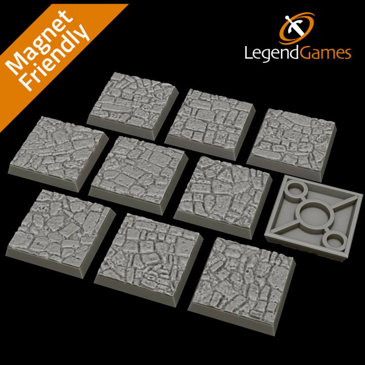 3D Printable LegendGames 30mm Square Uneven Cobblestone bases x10 by ...