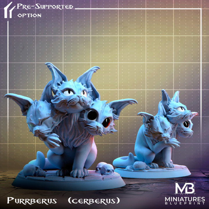 3D Printable Purrberus (Cerberus) - Greek Gods by Miniatures Blueprint