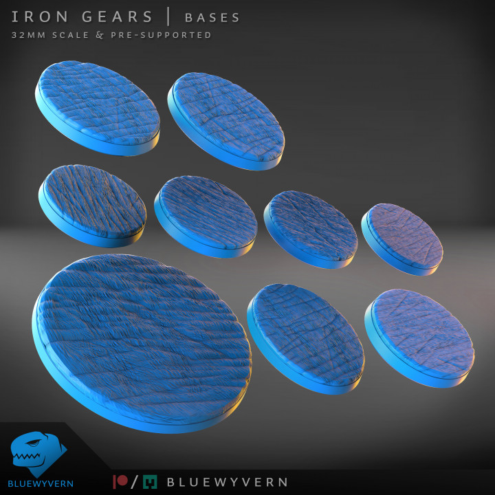 3D Printable Iron Gears - Bases A by BlueWyvern