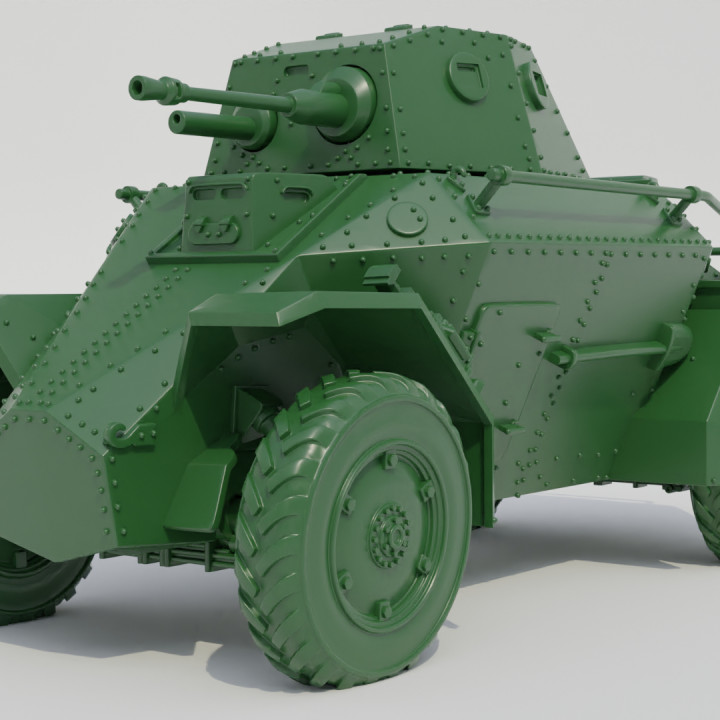 3D Printable 39M Csaba Armoured Car + 3 Tankmen (Hungary, WW2) by Wargame3d