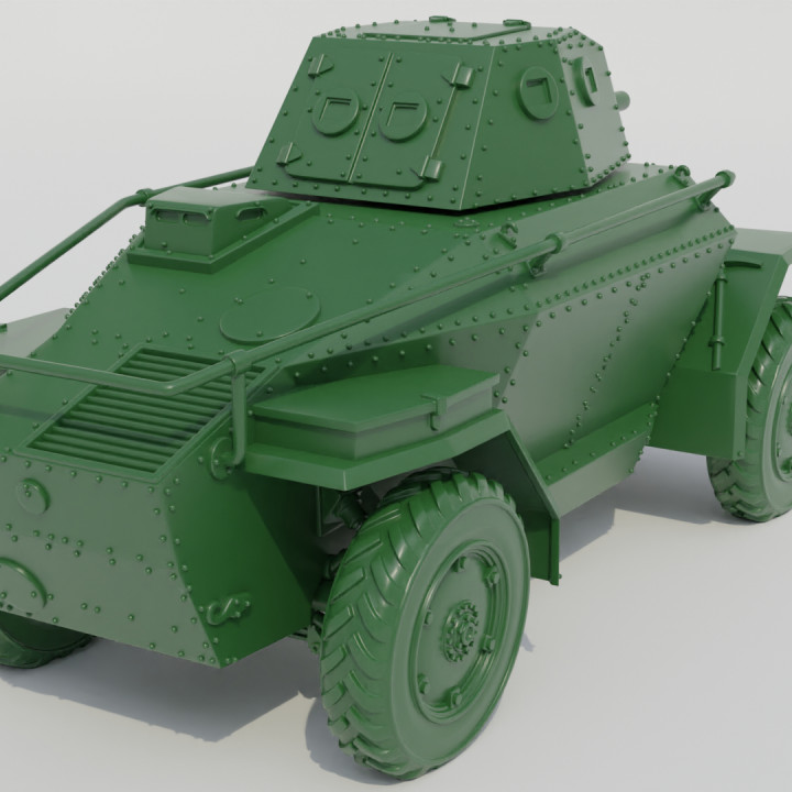 3D Printable 39M Csaba Armoured Car + 3 Tankmen (Hungary, WW2) by Wargame3d