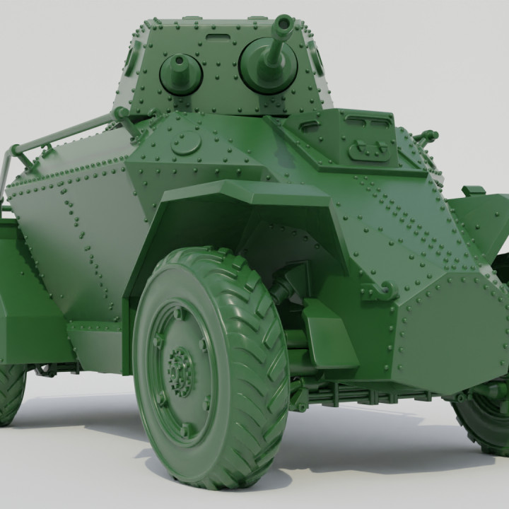 3D Printable 39M Csaba Armoured Car + 3 Tankmen (Hungary, WW2) by Wargame3d