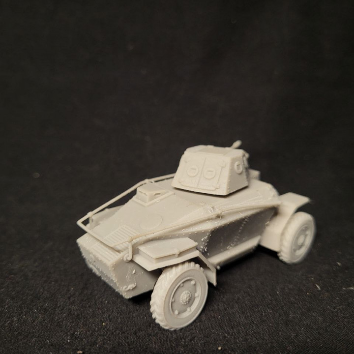 3D Printable 39M Csaba Armoured Car + 3 Tankmen (Hungary, WW2) by Wargame3d