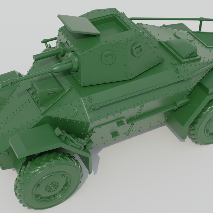 3D Printable 39M Csaba Armoured Car + 3 Tankmen (Hungary, WW2) by Wargame3d