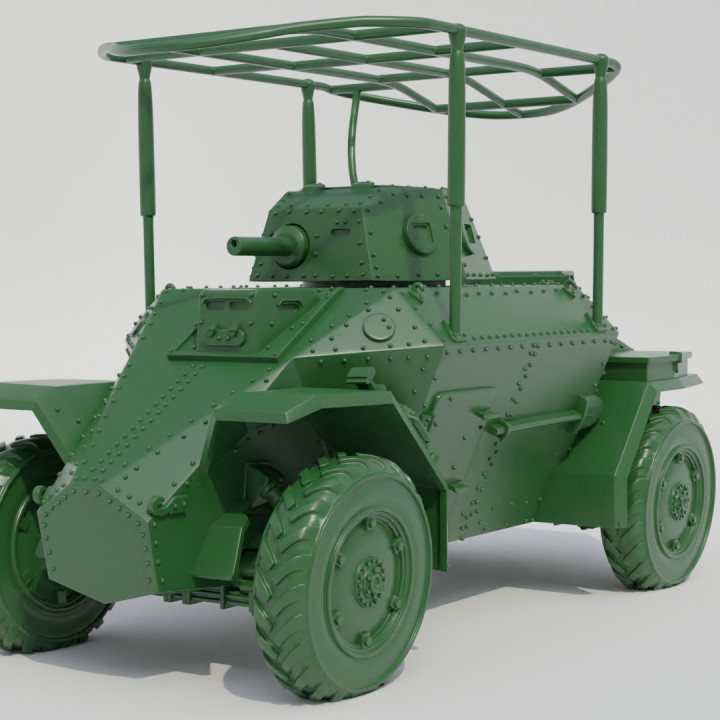 3D Printable 40M Csaba Armoured Car + 3 Tankmen (Hungary, WW2) by Wargame3d