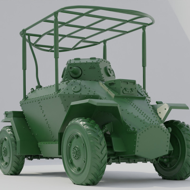 3D Printable 40M Csaba Armoured Car + 3 Tankmen (Hungary, WW2) by Wargame3d