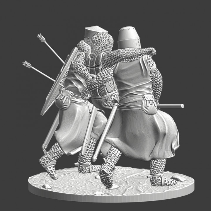 3D Printable Medieval battlefield evacuation - Wounded knight scene by ...