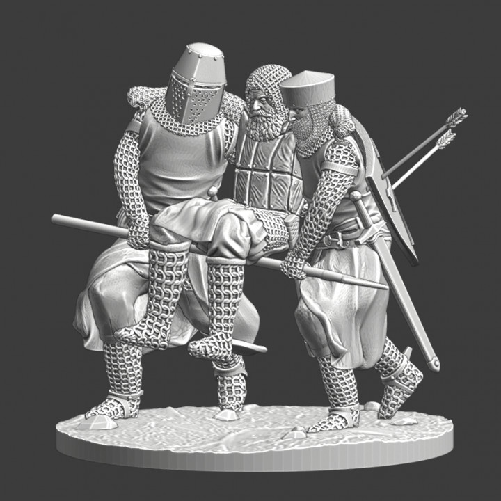 3D Printable Medieval battlefield evacuation - Wounded knight scene by ...