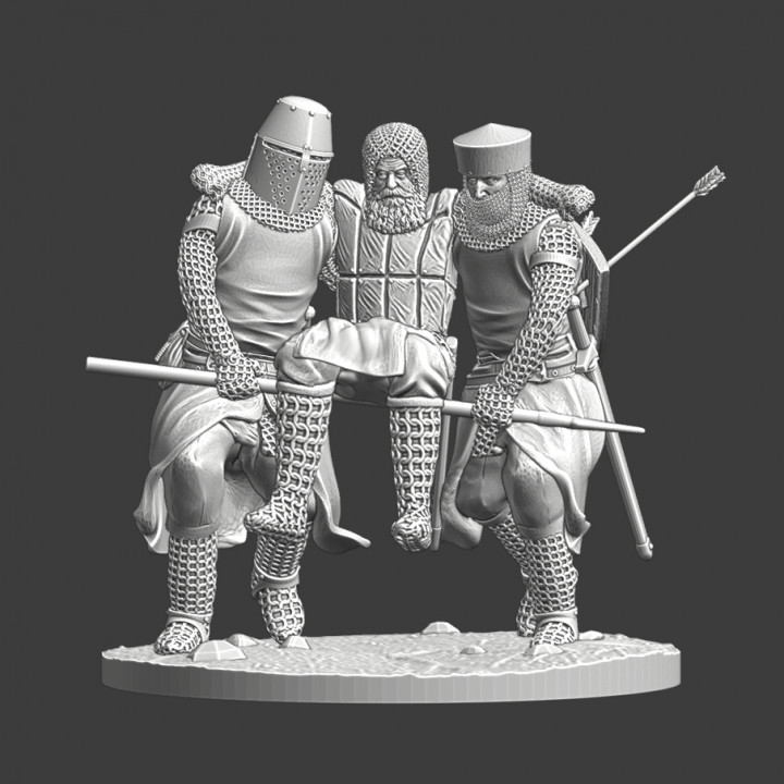 3D Printable Medieval battlefield evacuation - Wounded knight scene by ...
