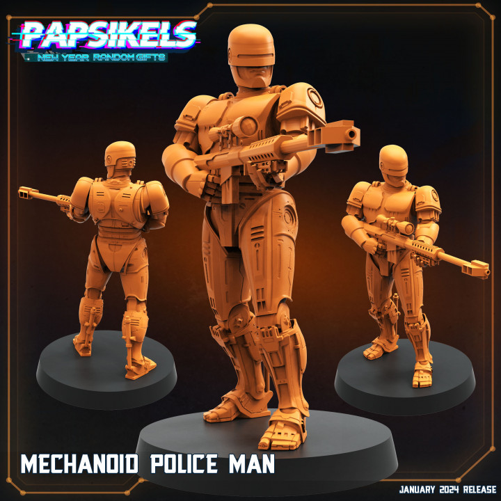 3D Printable MECHANOID POLICE MAN by PAPSIKELS MINIATURES