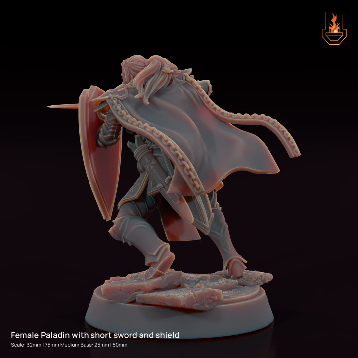 3D Printable Female Paladin with Shield and Sword [Supported] by ...