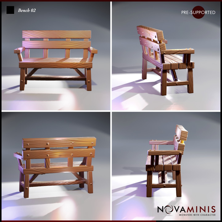 3D Printable Bench 02 by NovaMinis