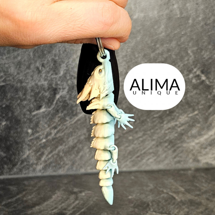 3D Printable Keychain - Flexi little baby dragon by ALIMA UNIQUE DESIGNS
