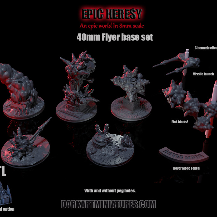 3D Printable Epic Heresy: 40mm Flyer bases (cinematic) by Klaus Teschner