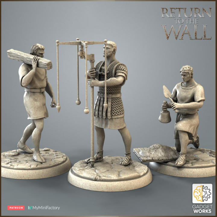 3D Printable Roman construction workers and surveyor by Gadgetworks