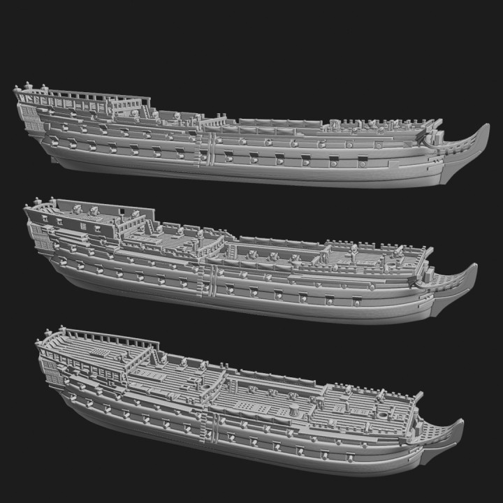 3D Printable GB British "Large" 3rd rates (3-PACK; Ajax, Colossus ...