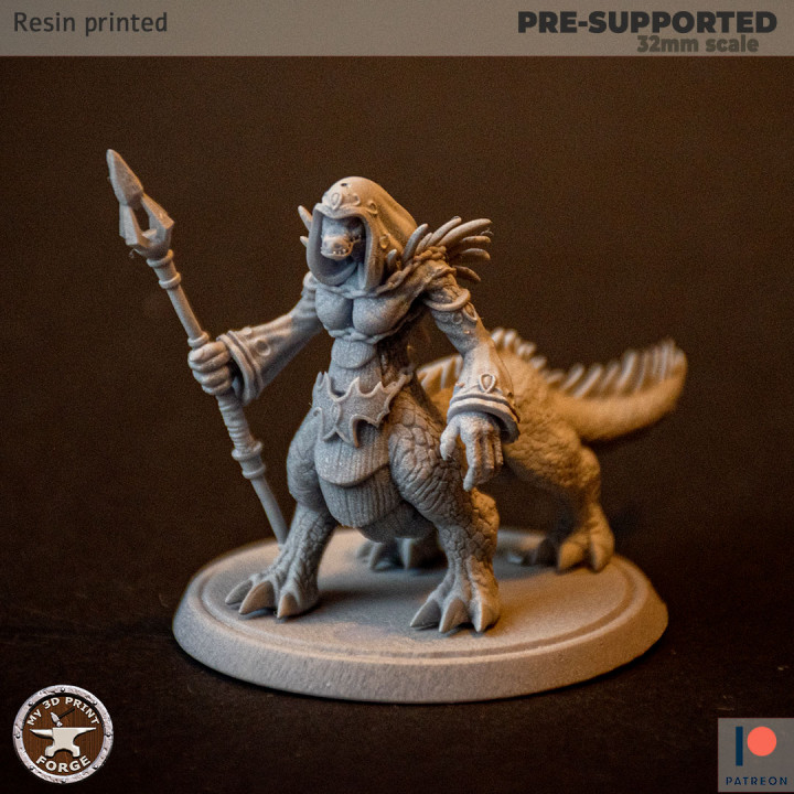 3D Printable Female Lizard with Staff by My3DPrintForge