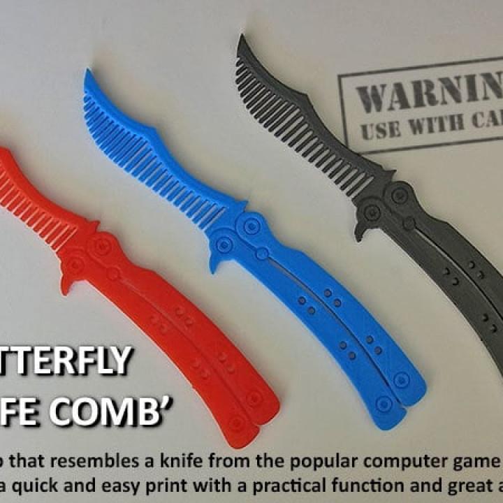3D Printable Butterfly Knife Comb by bolle bo