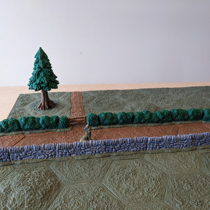 3D Printable Hexed Terrain Paths Hedges and Drystone Walls by Cold War ...