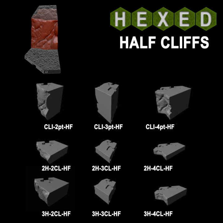 3D Printable Hexed Terrain Cliffs by Cold War Miniatures