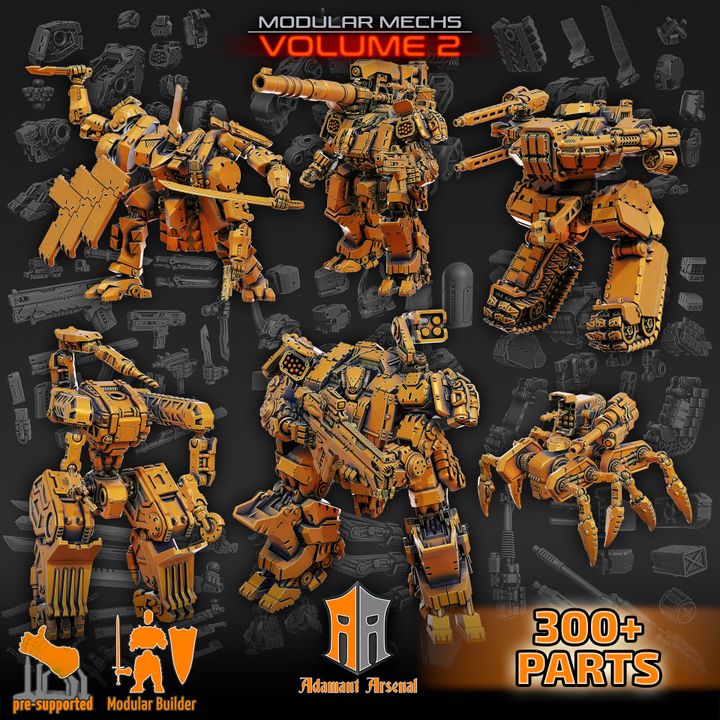 3D Printable Modular Mechs Builder Vol.2 by Adamant Arsenal