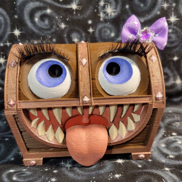 3D Print of Cute Mimic Dice Vault - SUPPORT FREE! by Magicmonster