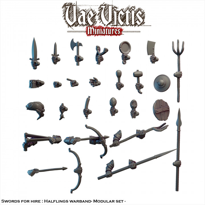 3D Printable Modular Swords for hire : Halflings Warband [PRE-SUPPORTED ...