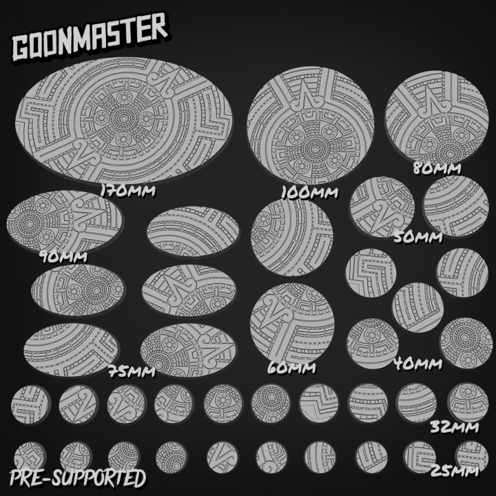 3D Printable Ancient Temple Pattern Base Set by Goon Master