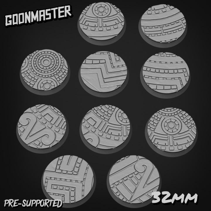 3D Printable Ancient Temple Pattern Base Set by Goon Master