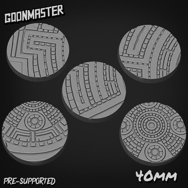 3D Printable Ancient Temple Pattern Base Set by Goon Master