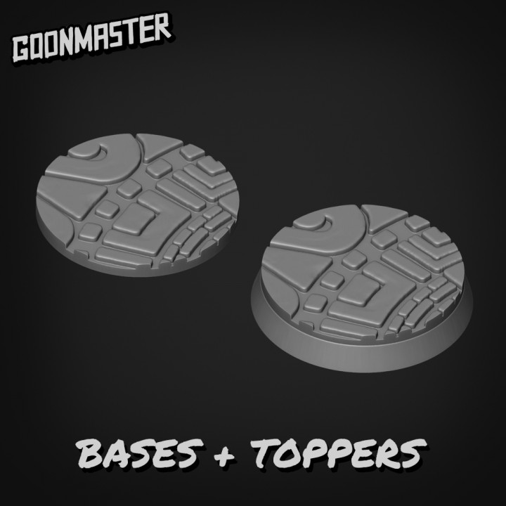 3D Printable Ancient Temple Pattern Bases/Toppers 40mm Round by Goon Master