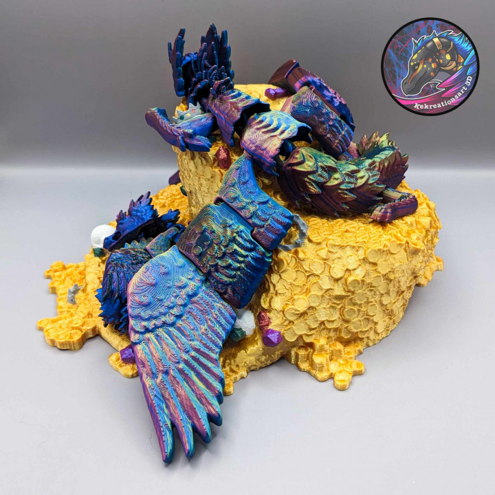 3D Printable Gold Dragon Hoard Display by Kirsten M