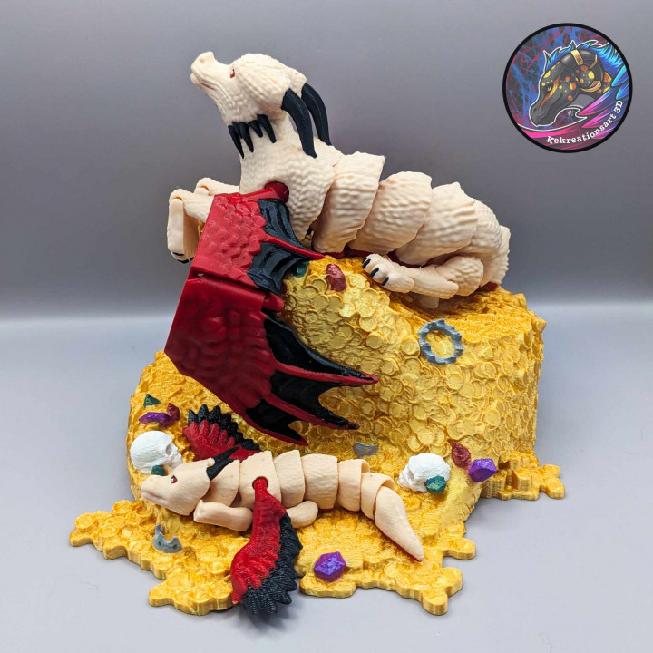 3D Printable Gold Dragon Hoard Display by Kirsten M
