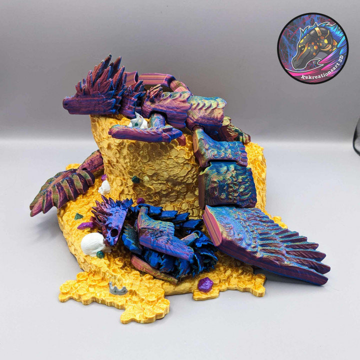 3D Printable Gold Dragon Hoard Display by Kirsten M