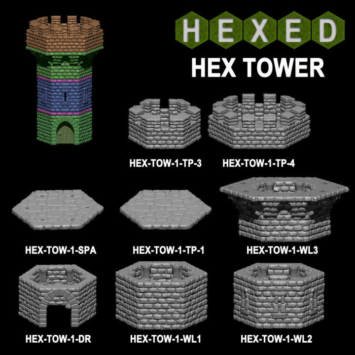 3D Printable Hexed Terrain - Hexagonal Tower by Cold War Miniatures