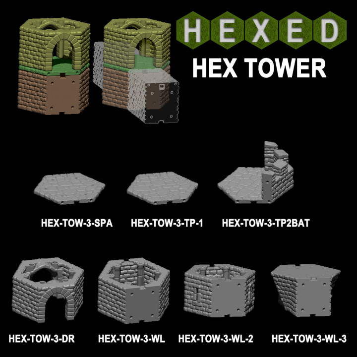 3D Printable Hexed Terrain - Hexagonal Tower by Cold War Miniatures
