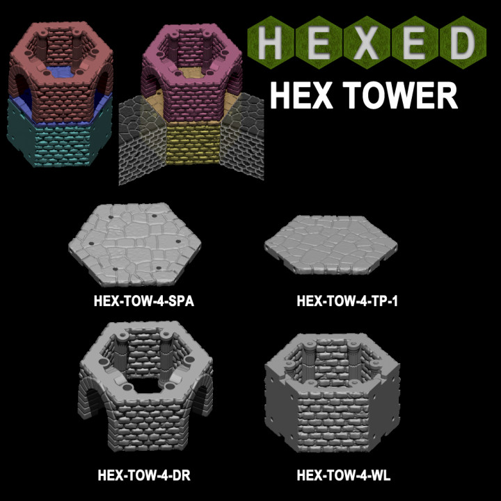 3D Printable Hexed Terrain - Hexagonal Tower by Cold War Miniatures