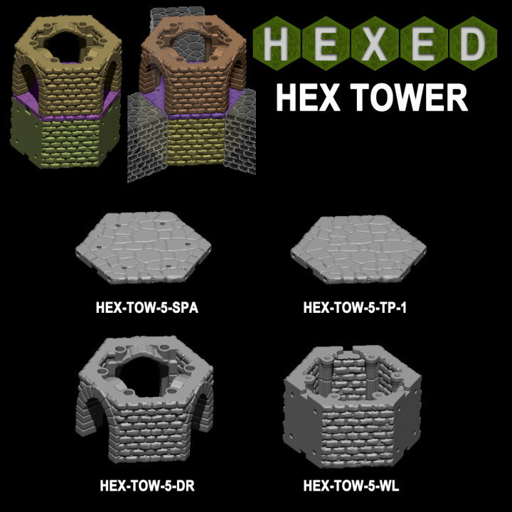 3D Printable Hexed Terrain - Hexagonal Tower by Cold War Miniatures
