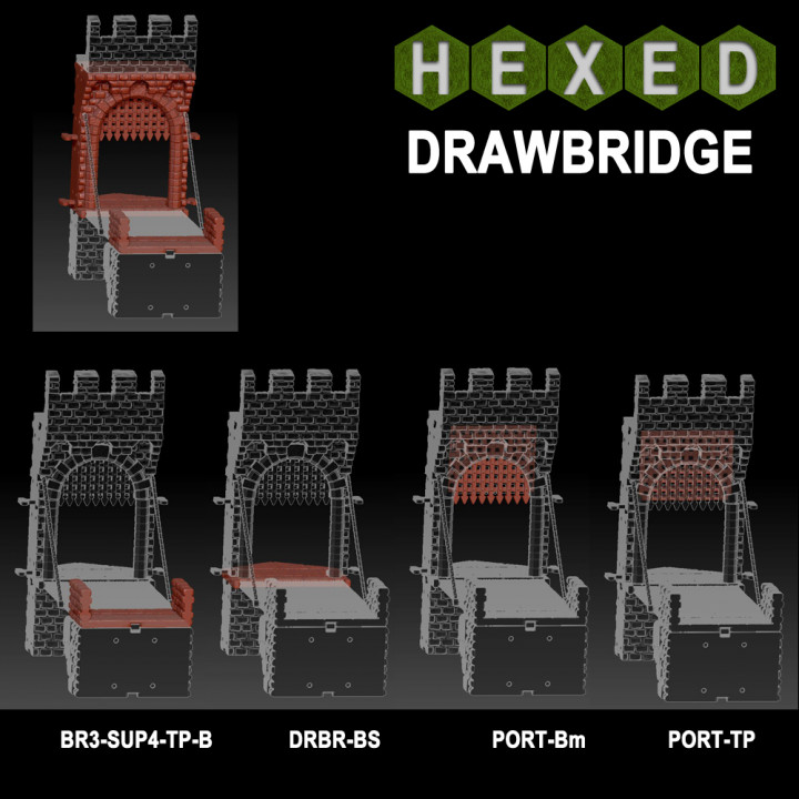 3D Printable Hexed Terrain Drawbridge by Cold War Miniatures