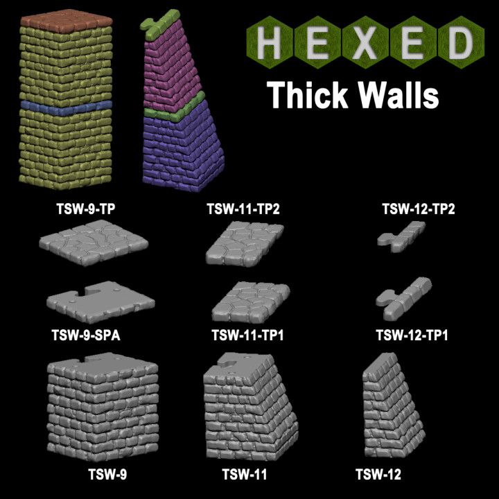 3D Printable Hexed Terrain Thick Walls - Builder Core Pack by Cold War ...