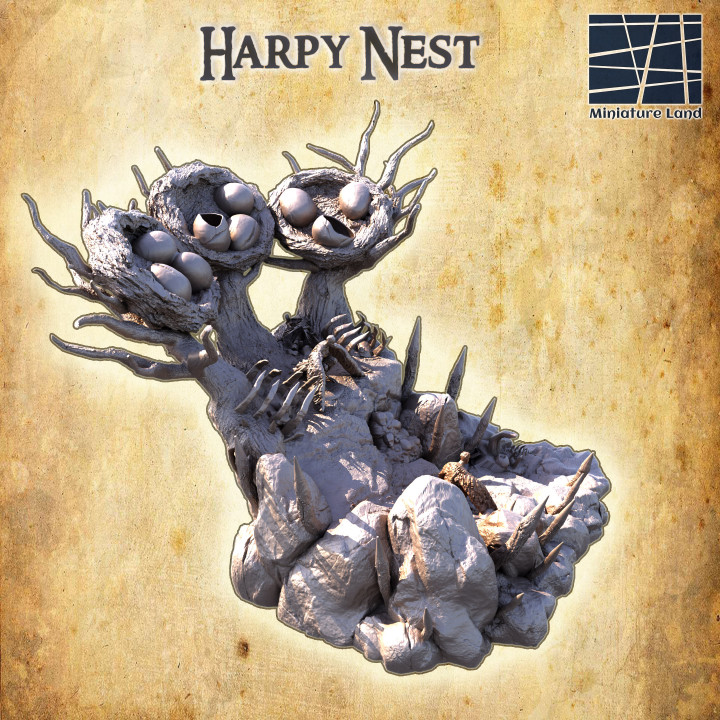 3D Printable Cliff Harpy Nest- Tabletop Terrain - 28 MM by MiniatureLand