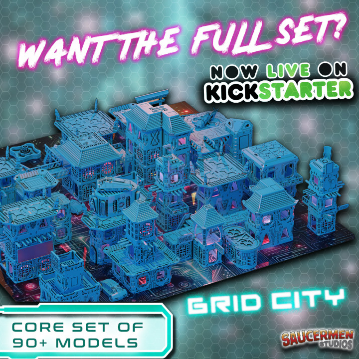 3D Printable Grid City – Ruined Buildings by Saucermen Studios