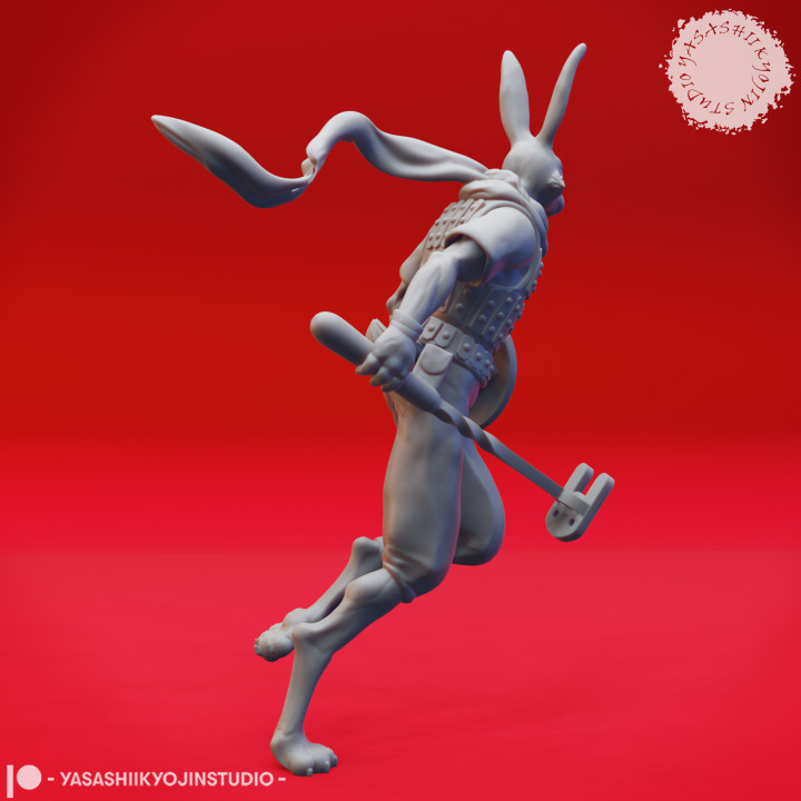 3D Printable Rabbitfolk Fighter - Tabletop Miniature by Yasashii Kyojin ...